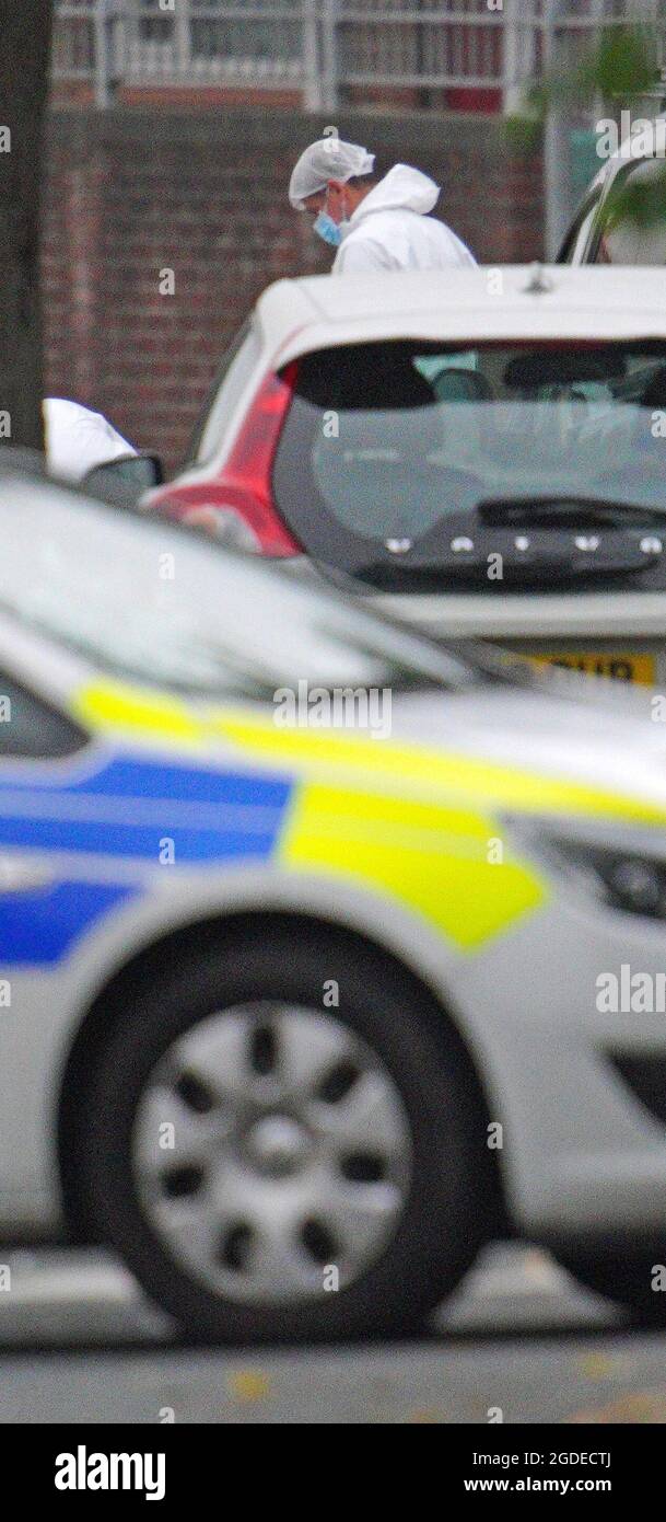 A police investigator in Royal Navy Avenue in the Keyham area of ...