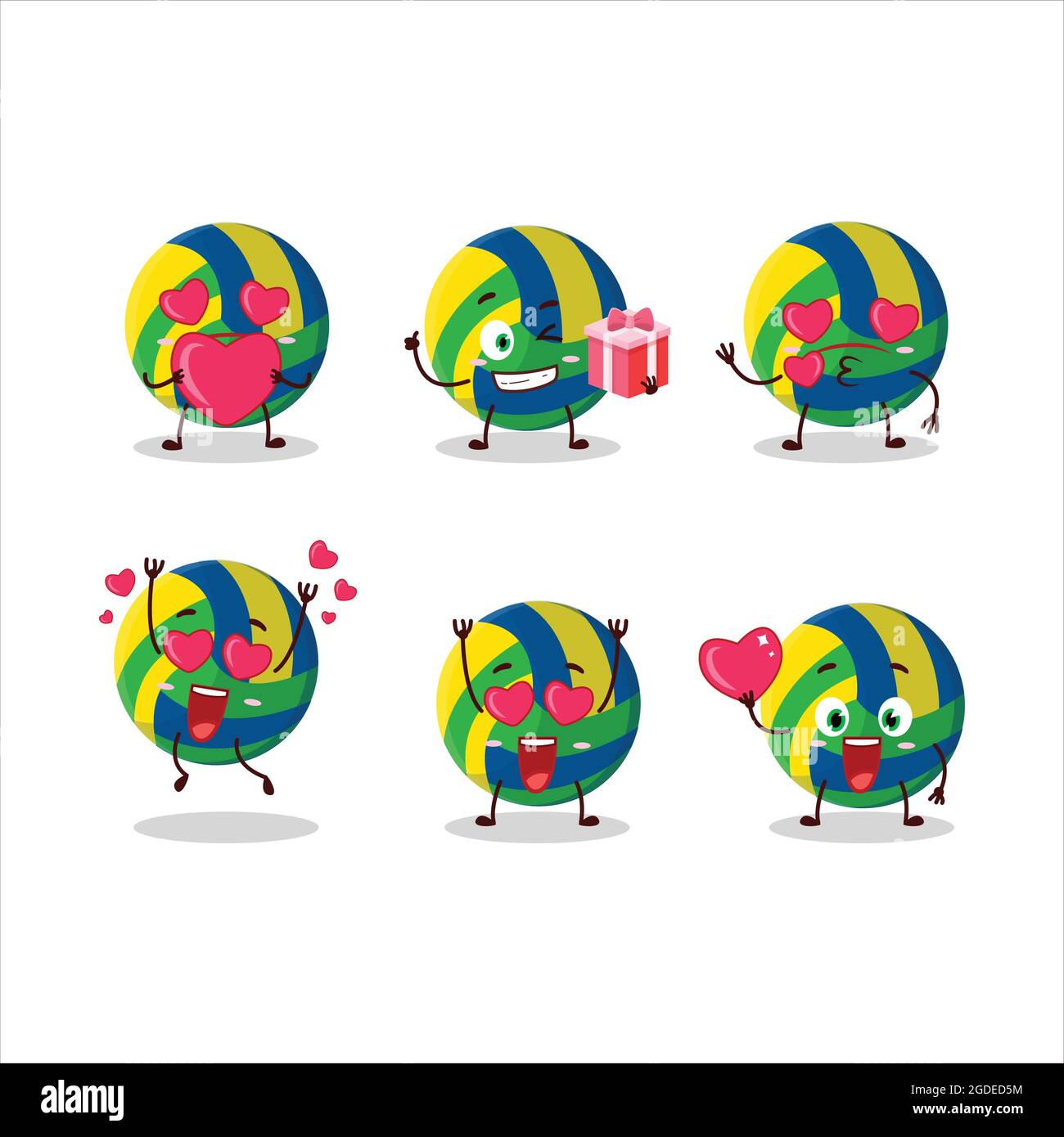 Volleyball cartoon in character with love cute emoticon. Vector ...