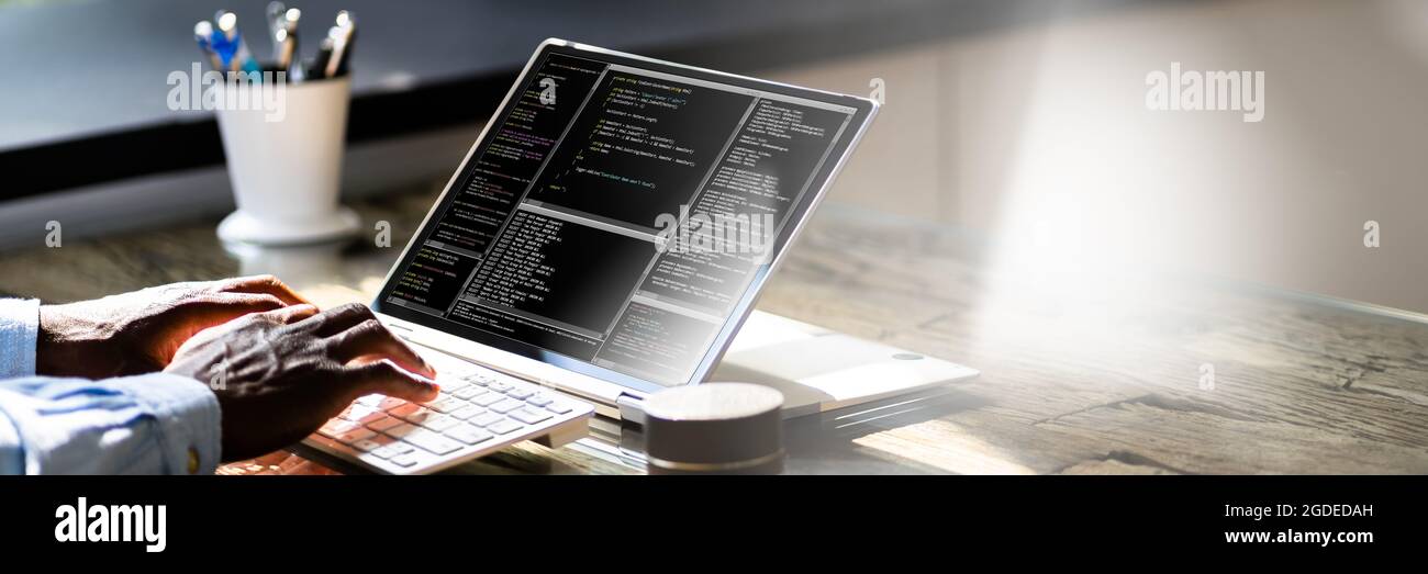 African American Web Developer Programmer. Coding Software Stock Photo ...