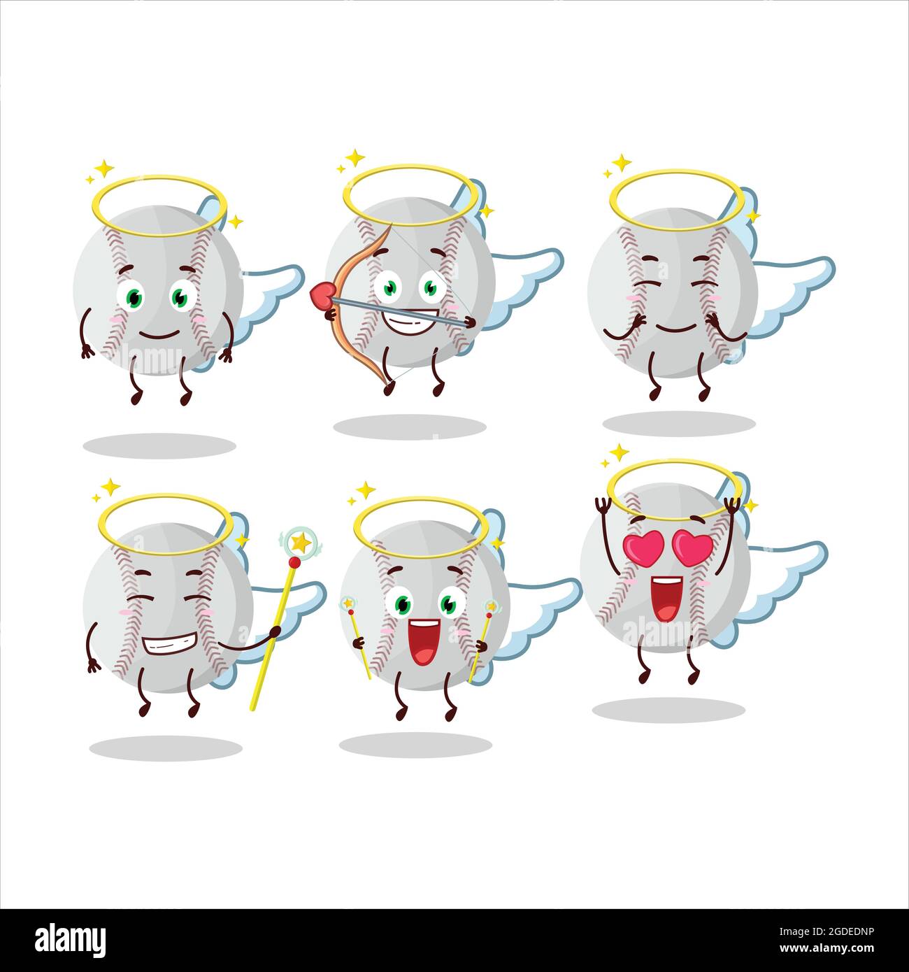 Baseball cartoon designs as a cute angel character. Vector illustration ...