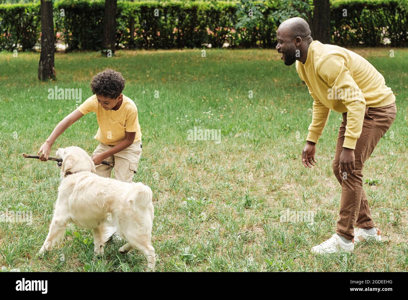 Boy walking dog hi-res stock photography and images - Alamy