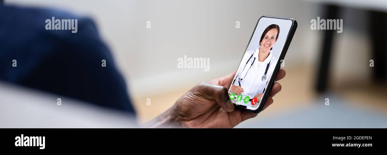 Online Video Conference With Medical Doctor On Mobile phone Stock Photo ...