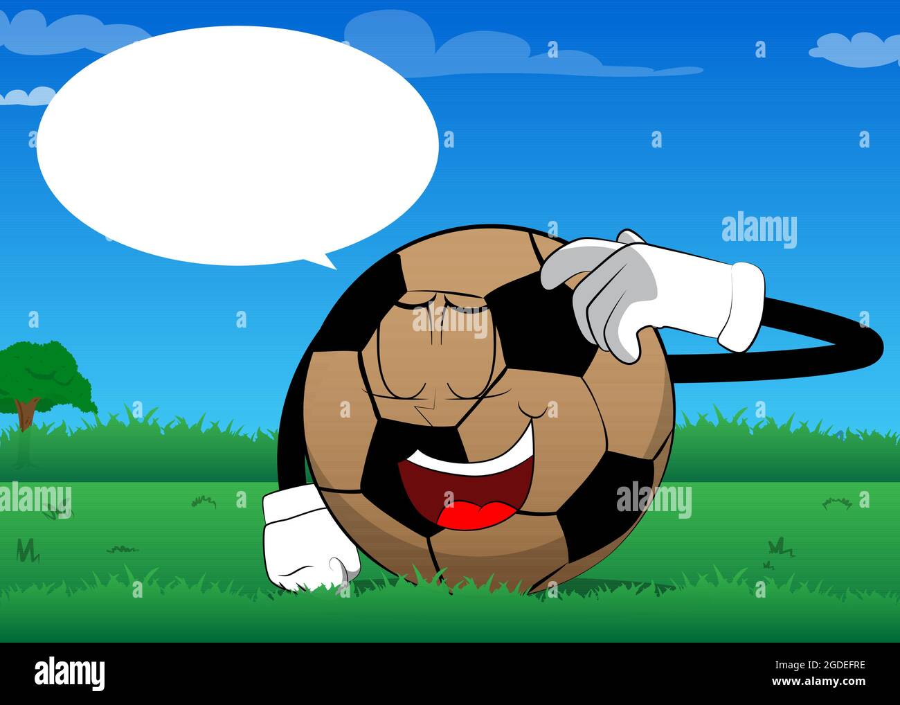 Soccer ball confused, scratching his head. Traditional football ball as ...