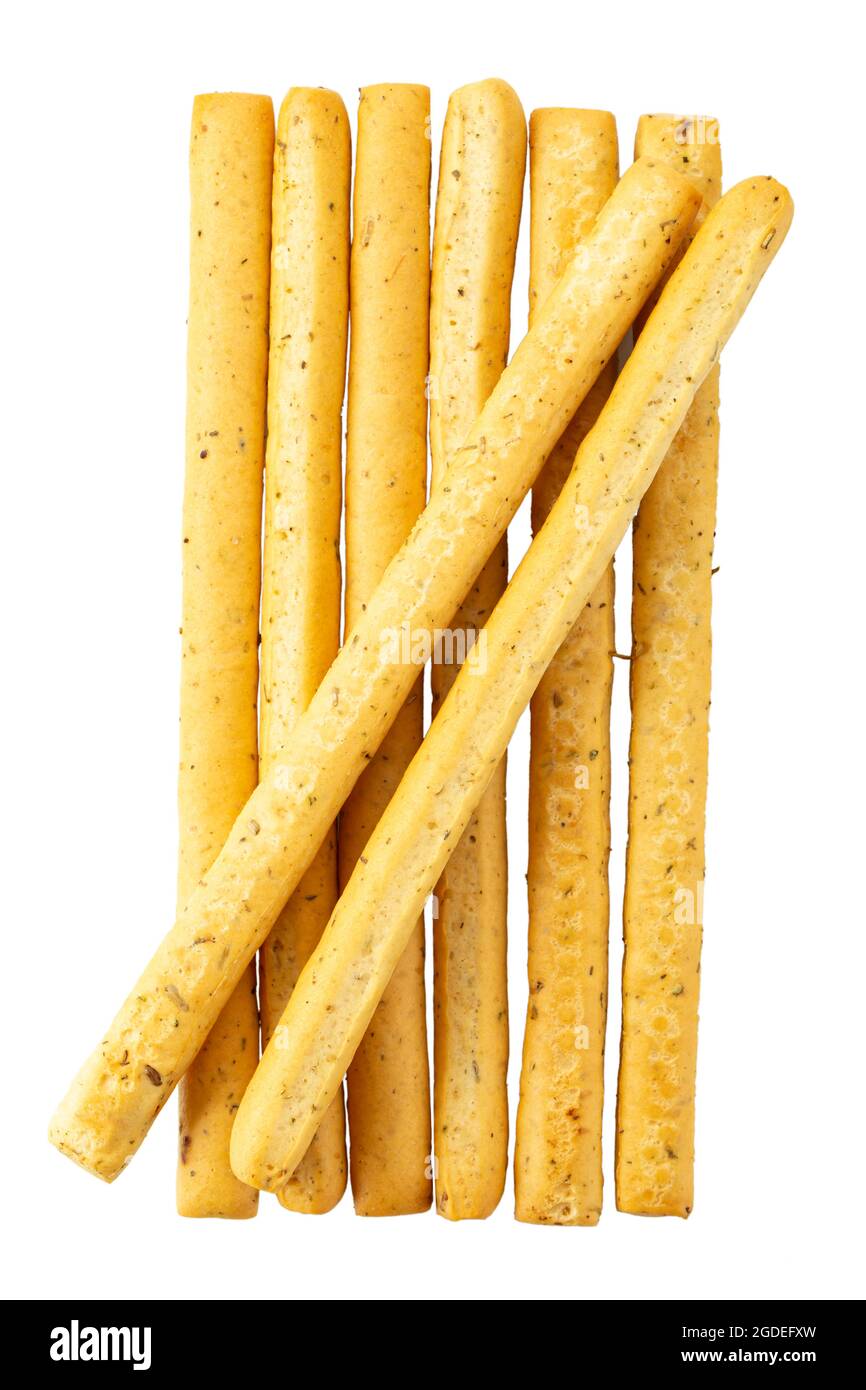 Italian grissini breadsticks. Tasty grissini snack isolated on white ...