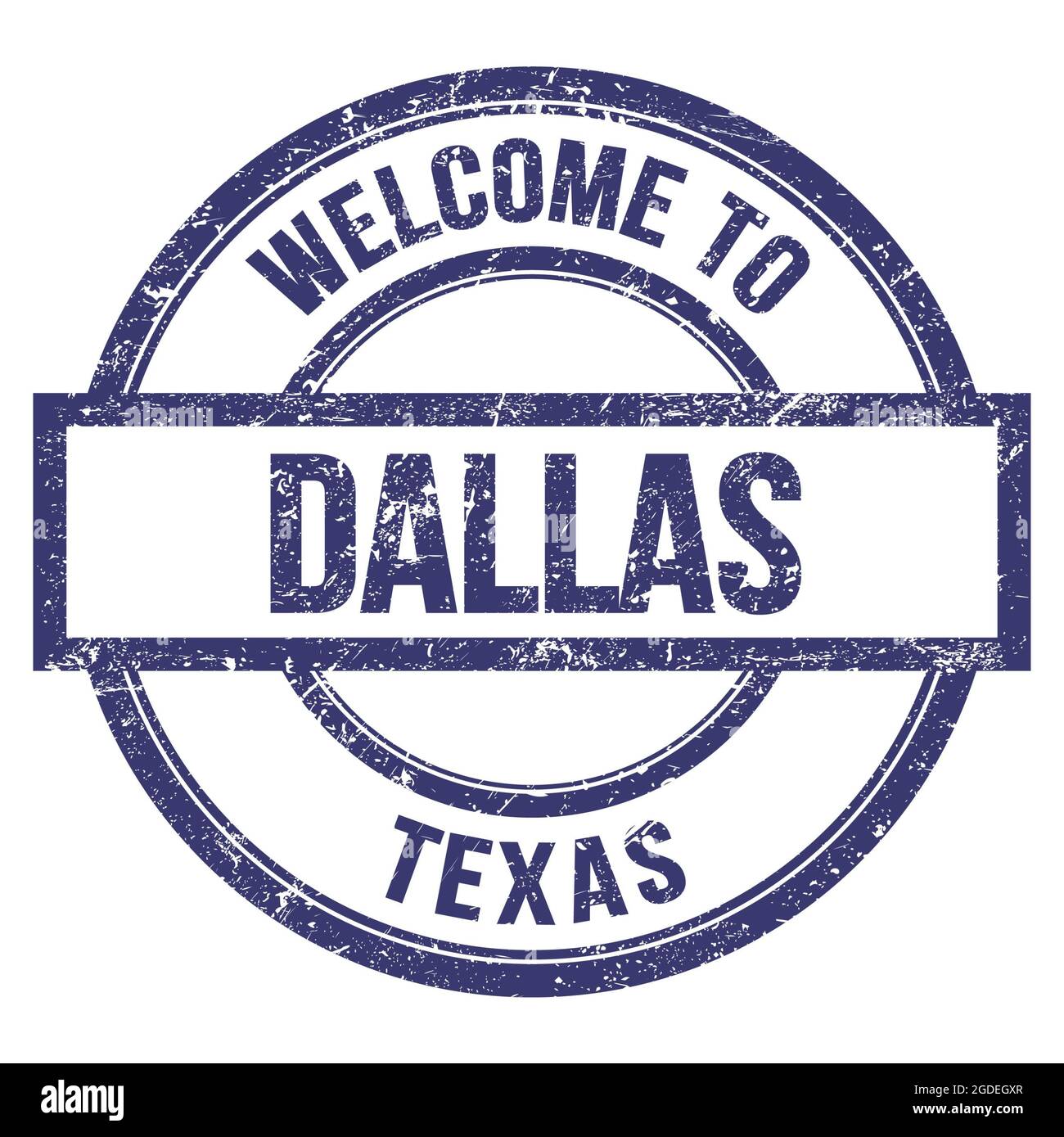 WELCOME TO DALLAS - TEXAS, words written on blue round simple stamp ...