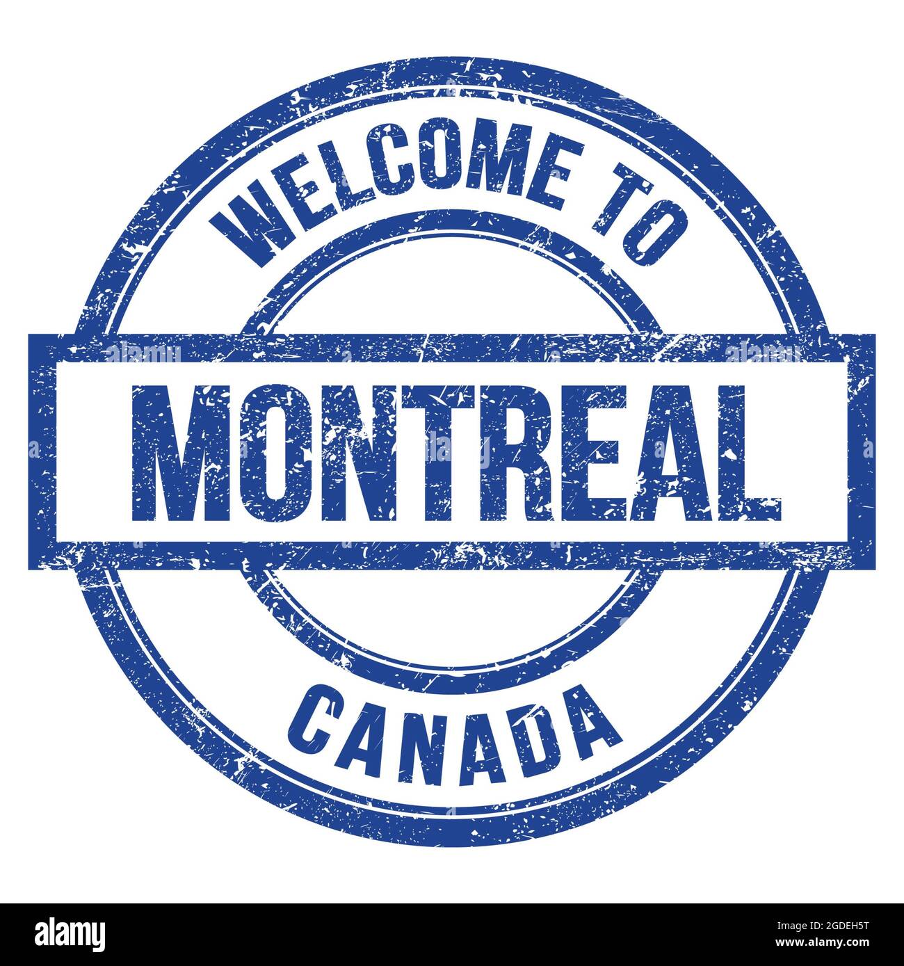 WELCOME TO MONTREAL - CANADA, words written on blue round simple stamp ...