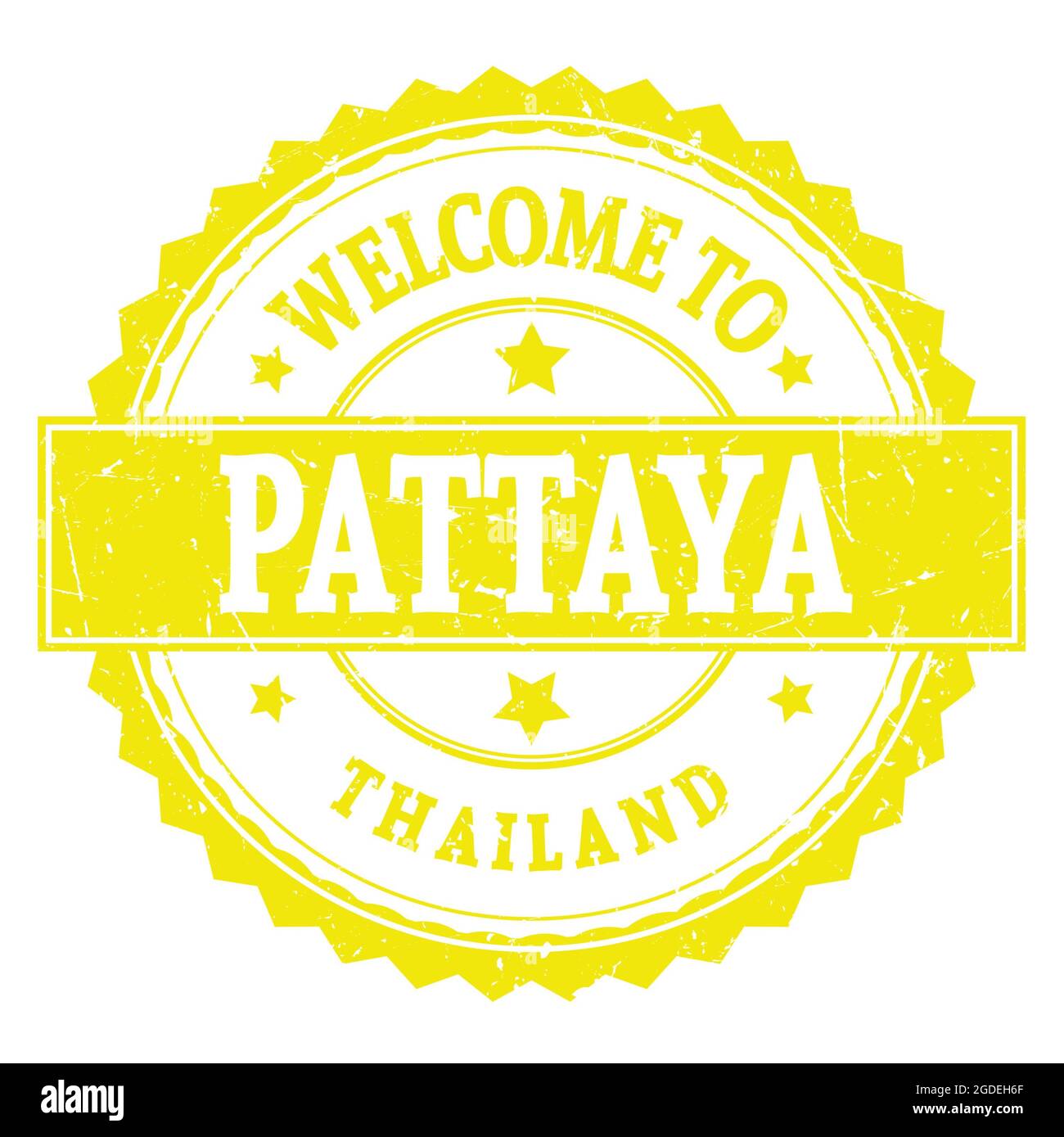 WELCOME TO PATTAYA - THAILAND, words written on yellow round zig zag ...