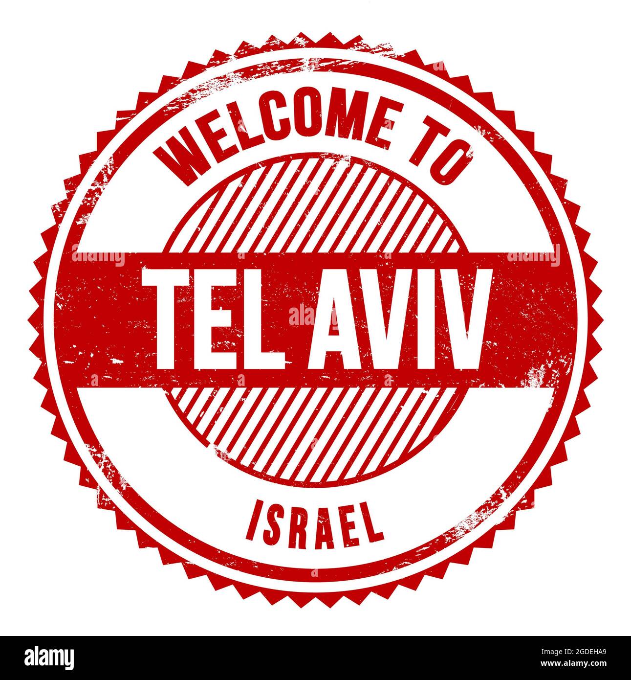 WELCOME TO TEL AVIV - ISRAEL, words written on red zig zag stamp Stock ...