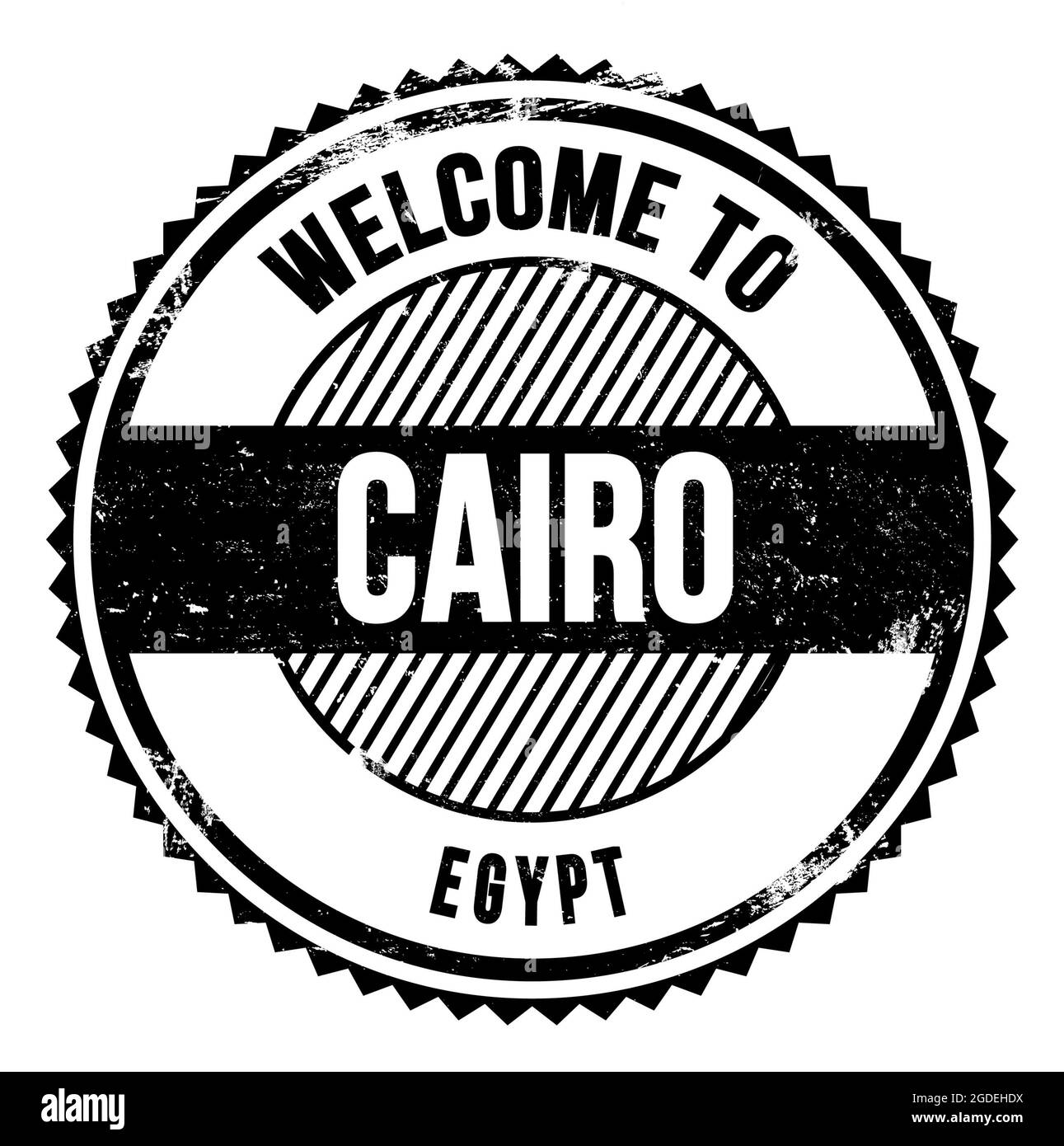 WELCOME TO CAIRO - EGYPT, words written on black zig zag stamp Stock ...
