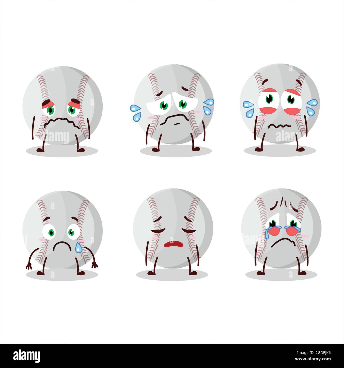 Baseball cartoon in character with sad expression. Vector illustration ...