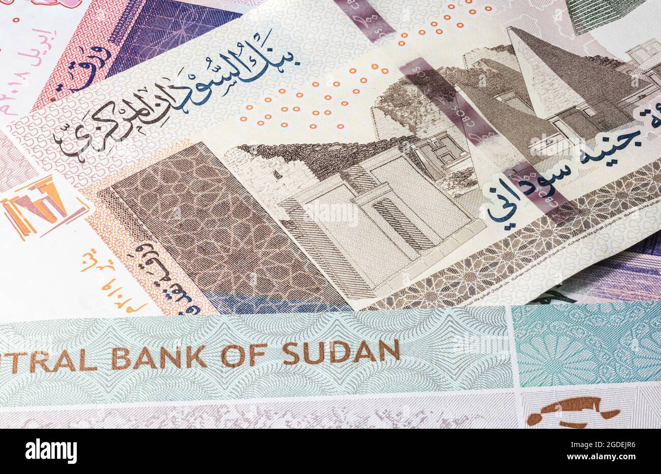 Close up to fifty pounds of the Republic of Sudan. Paper banknotes of ...
