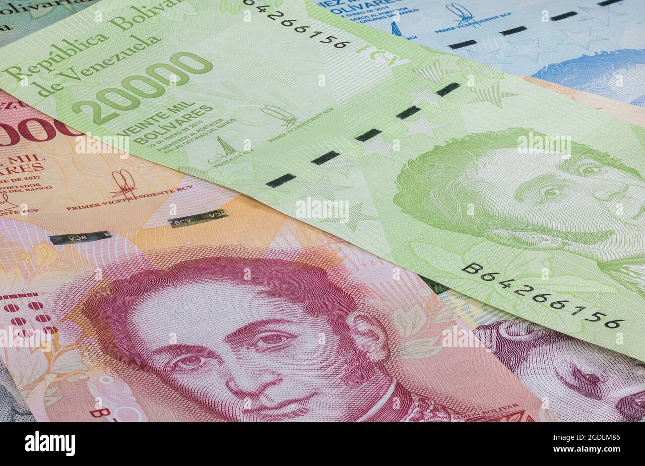 Close up to the currency of the south American country Venezuela. High ...