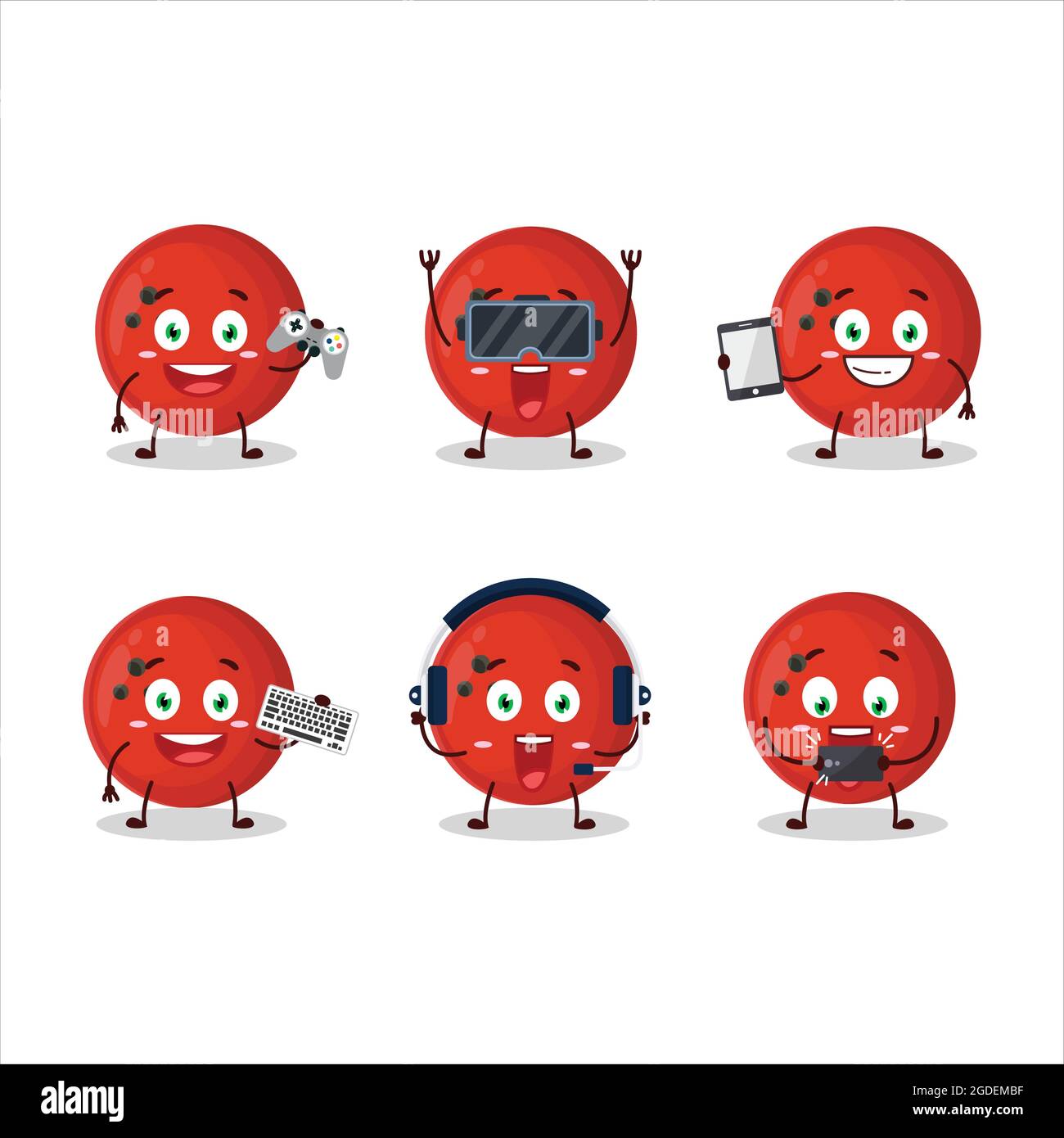 Bowling ball cartoon character are playing games with various cute ...