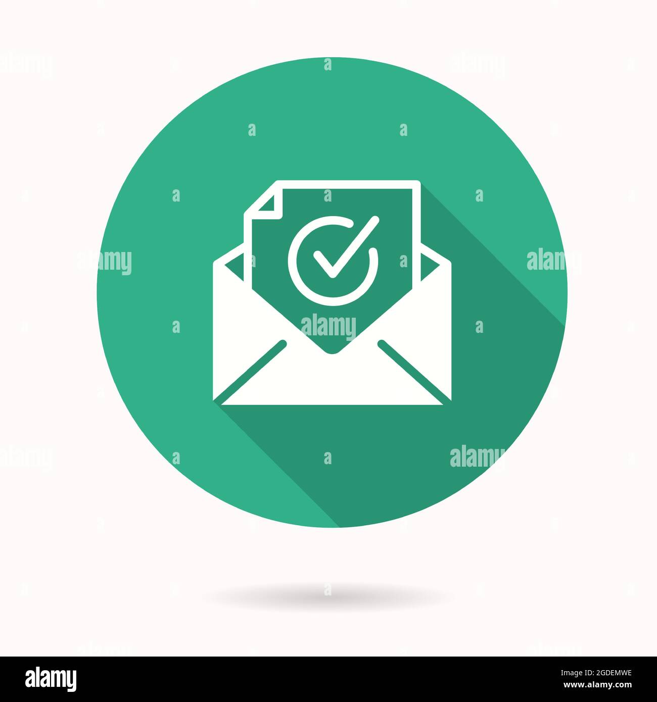 Verification icon. Simple illustration with long shadow isolated for graphic and web design ...