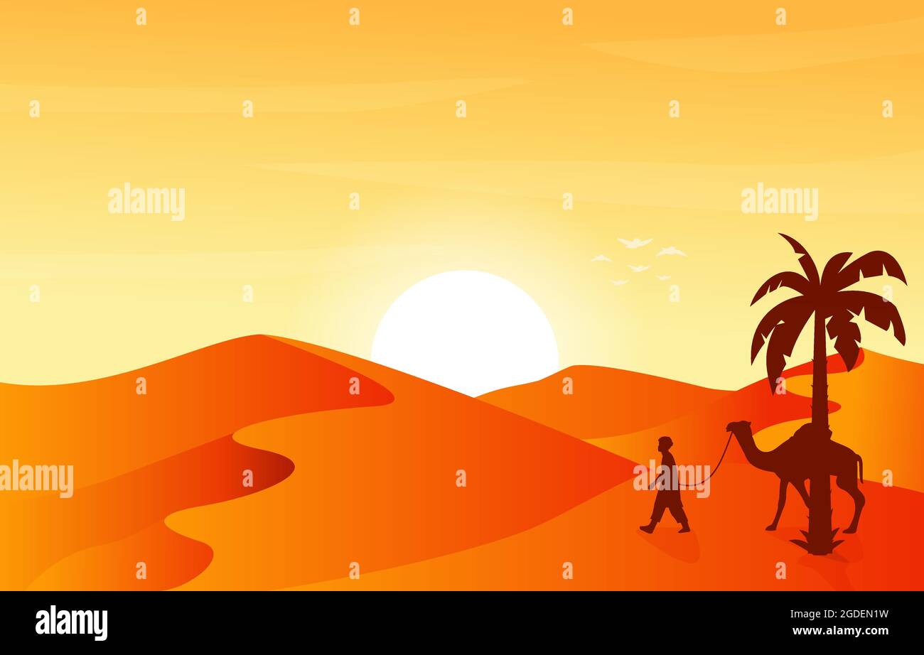 Sahara desert sunset view Stock Vector Images - Alamy