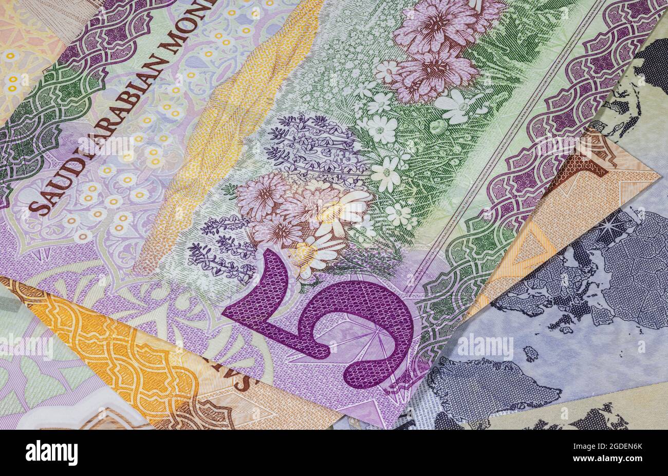 Close up photography of Saudi Arabian money. Paper Currency of Saudi ...