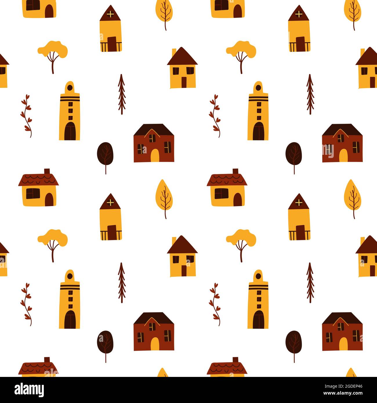 Orange trees in town Stock Vector Images - Alamy