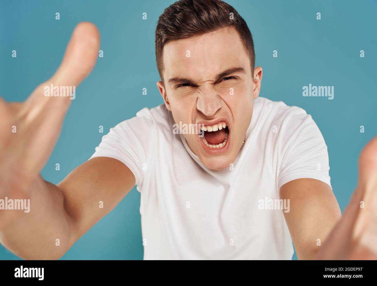emotional man emotions anger discontent close-up Stock Photo - Alamy