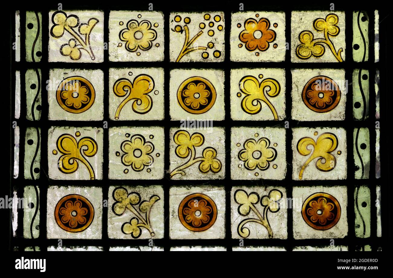 Stained glass in St. Leonard`s Church, Birdingbury, Warwickshire ...