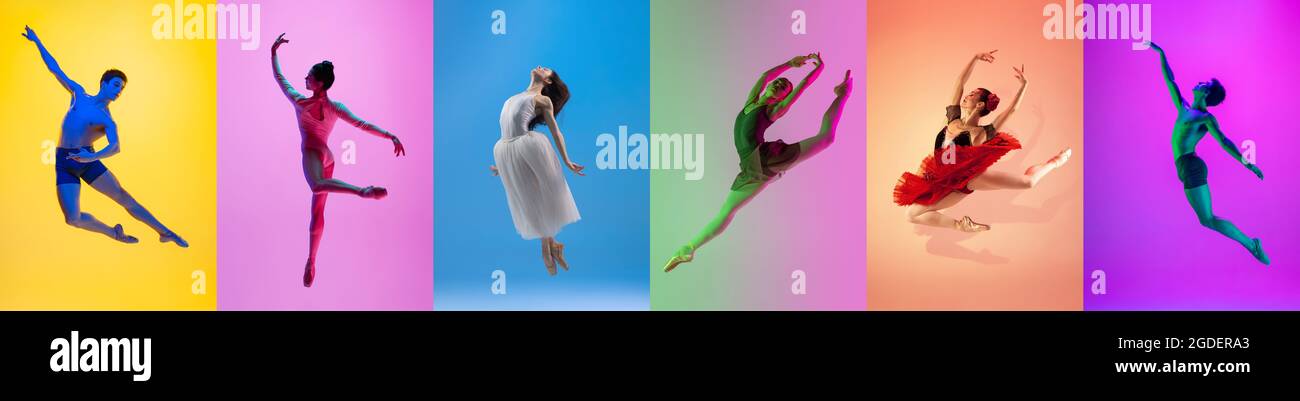 Dance of feelings. Amazing performance of one flexible male, female ...