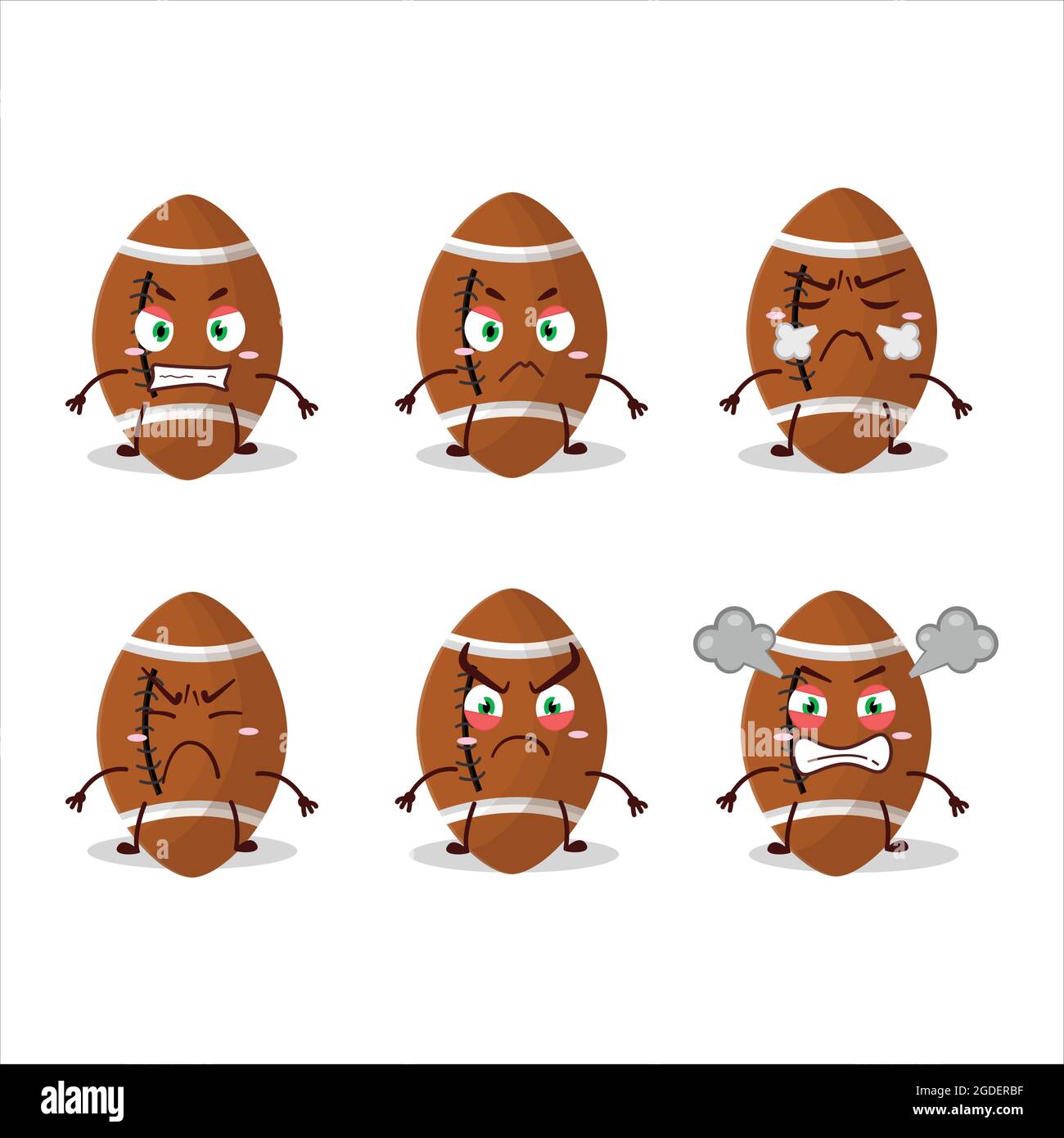 New rugby ball cartoon character with various angry expressions. Vector ...