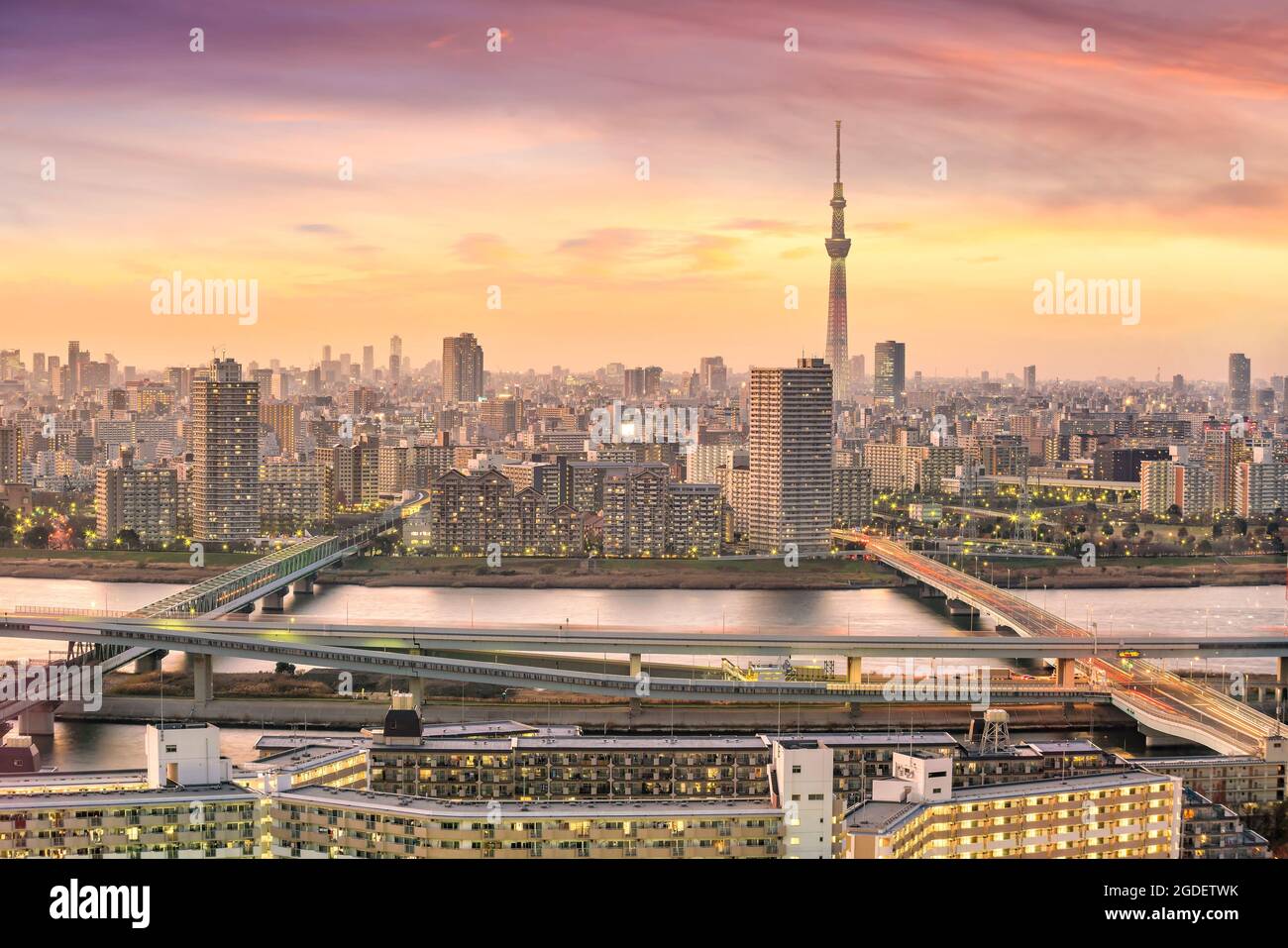 View of Tokyo skyline at sunset in Japan Stock Photo - Alamy