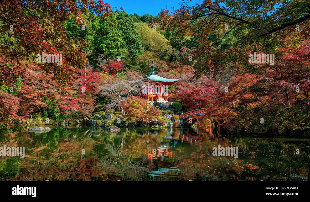 Famous Daigoji temple with autumn red color leaves in Kyoto Japan Stock ...