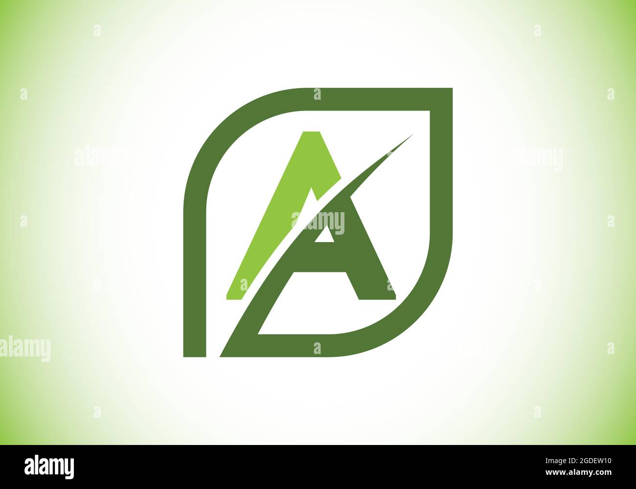 Initial A monogram alphabet with abstract leaf. Eco-friendly logo ...