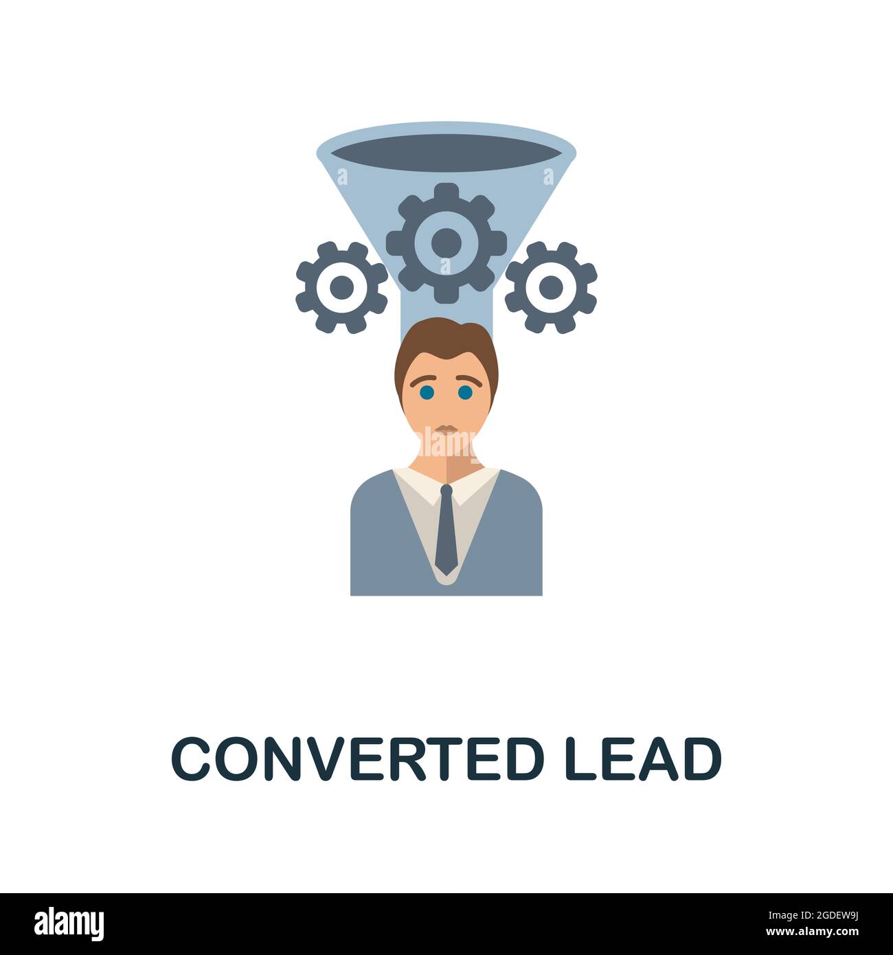 Converted Lead flat icon. Colored sign from customer management ...