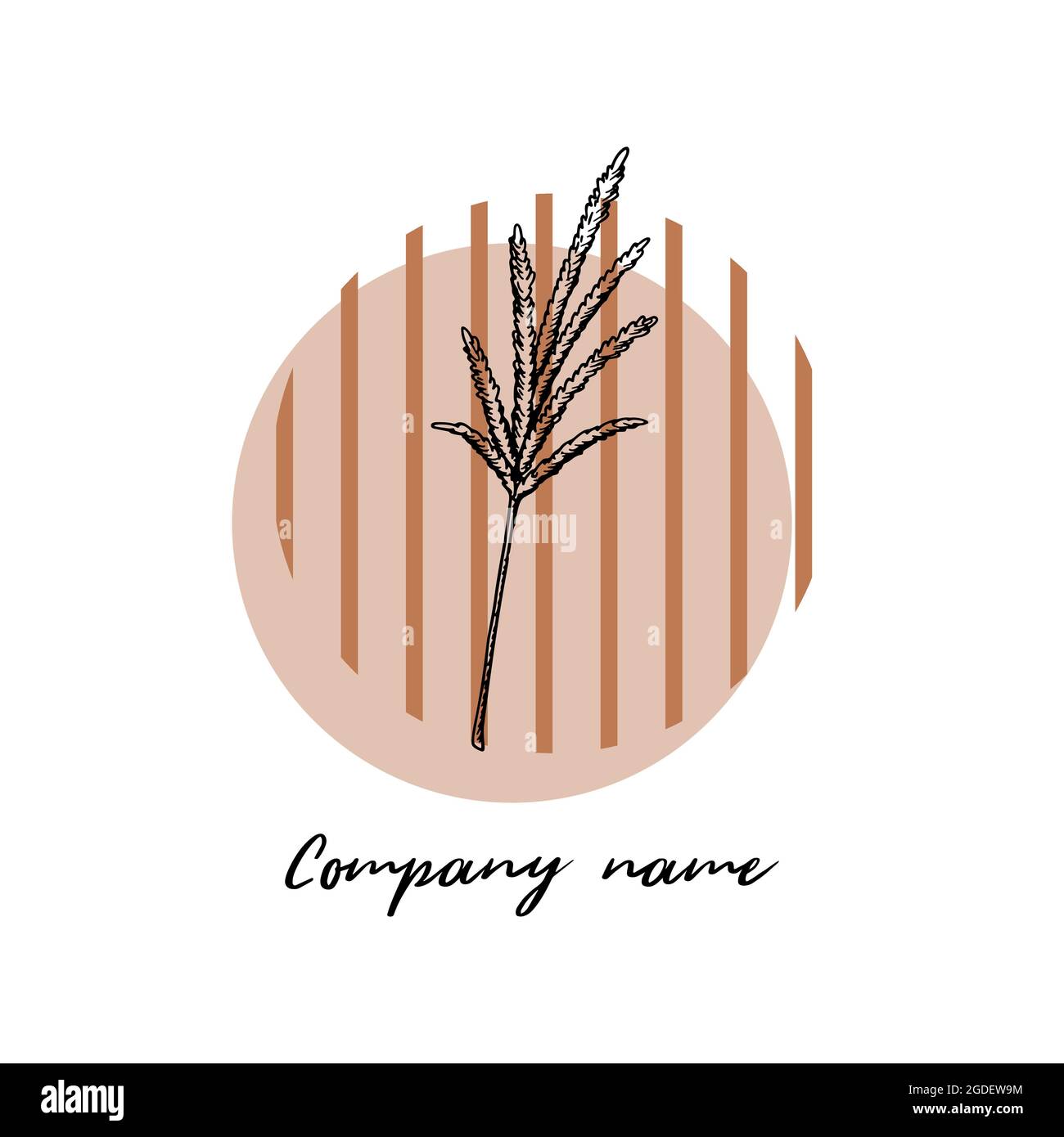 Contemporary modern circle logo with hand drawn plant element. Vector ...