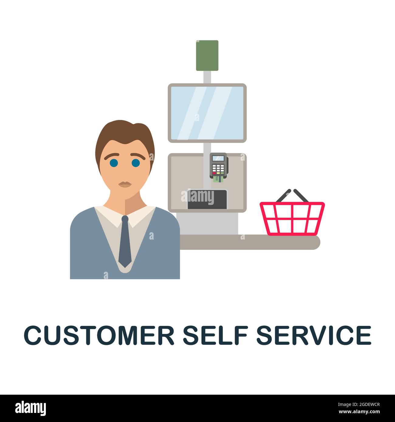 Customer Self Service flat icon. Colored sign from customer management ...
