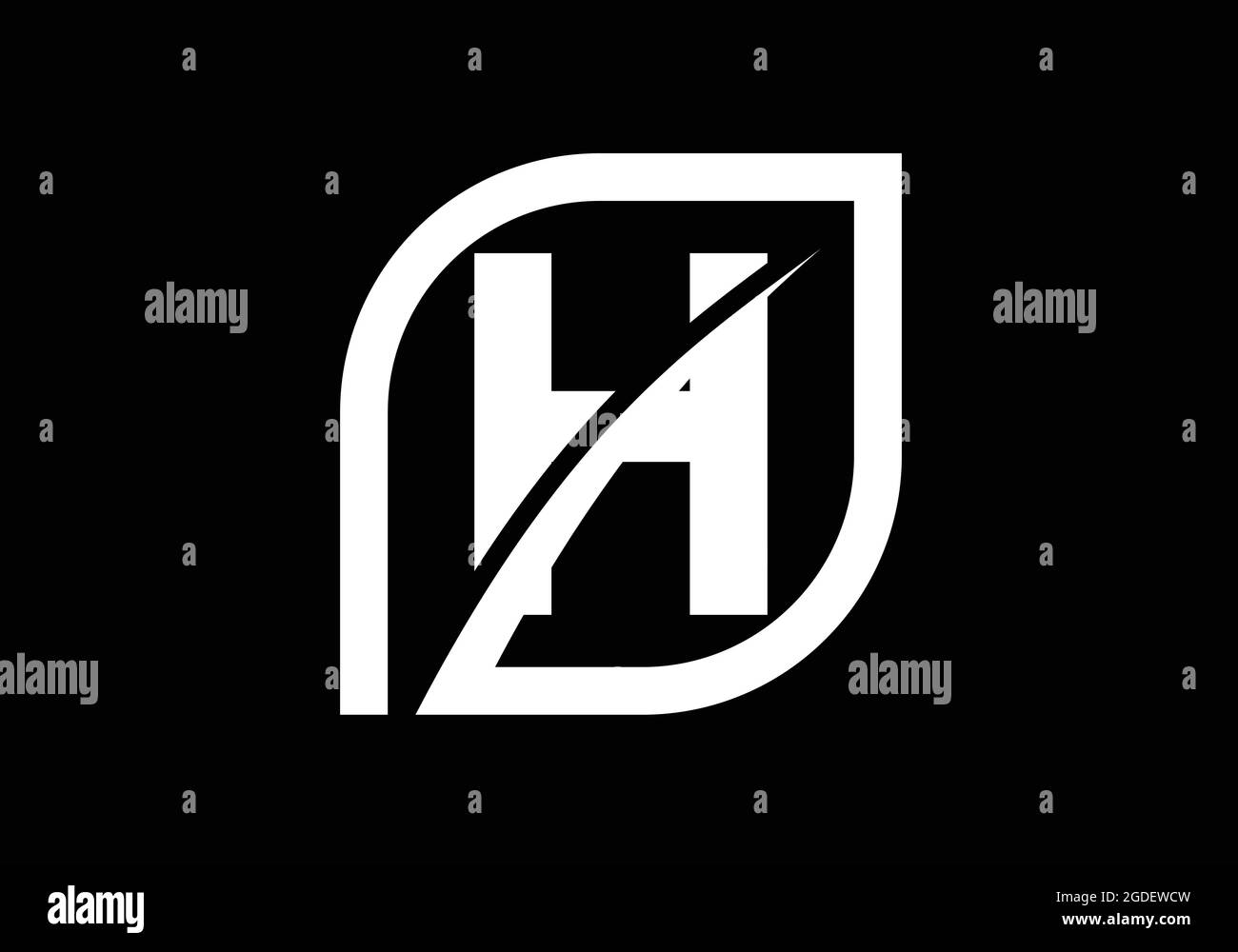 Initial H monogram alphabet with abstract leaf. Eco-friendly logo ...