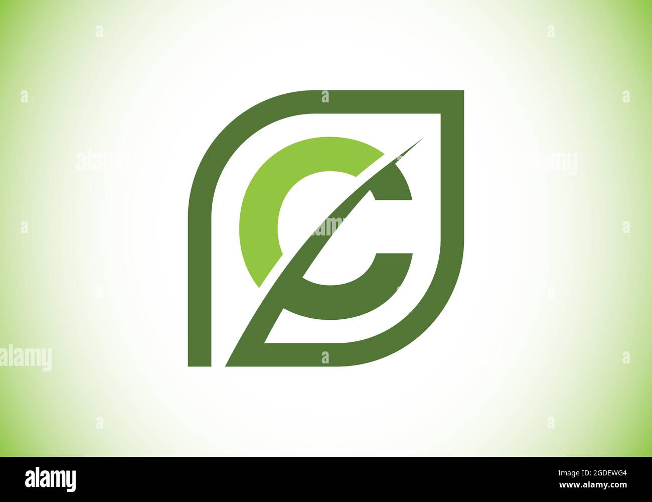 Initial C monogram alphabet with abstract leaf. Eco-friendly logo ...