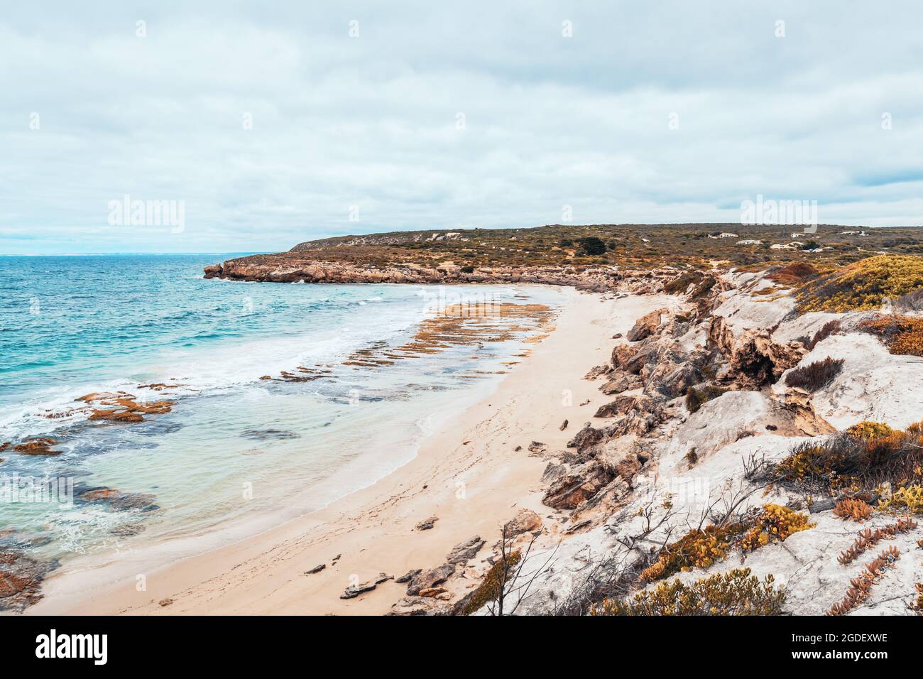 Little Emu Beach viewed on a cloudy day, Innes National Park, Yorke ...