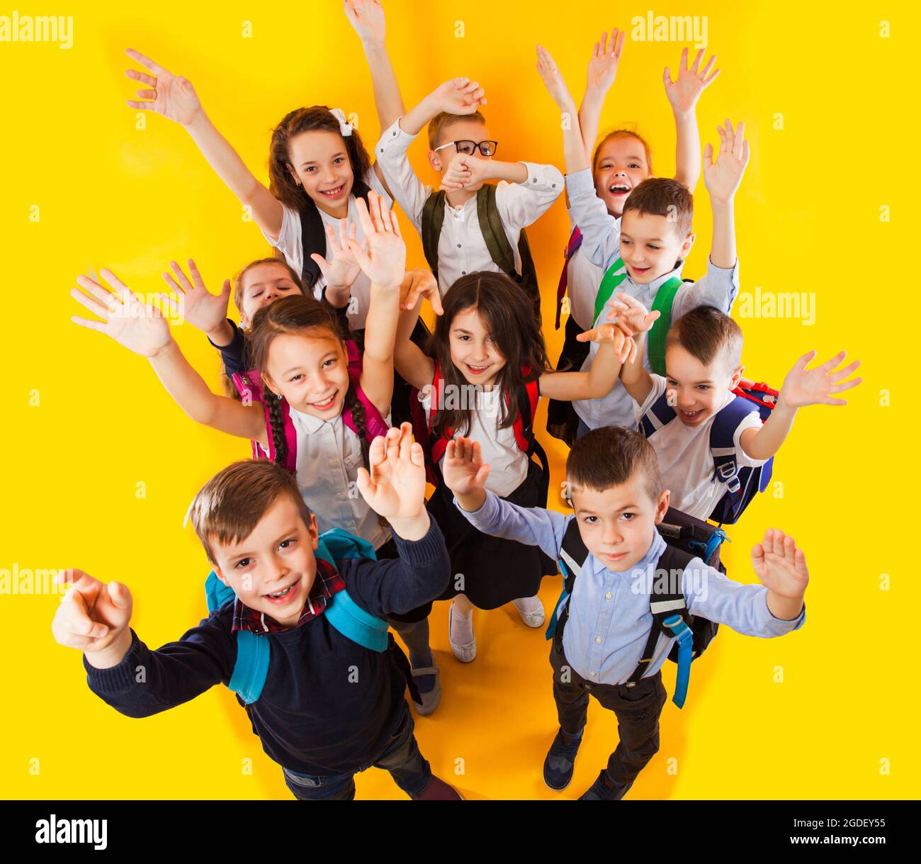 Group of kids kids, boys and girls, ready back to school Stock Photo ...