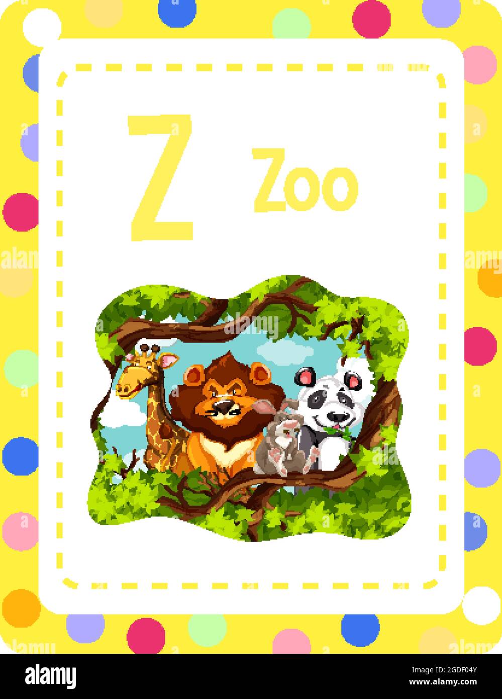 Alphabet flashcard with letter Z for Zoo illustration Stock Vector ...