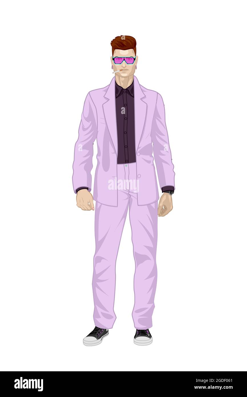 2d illustration of an elegant man - Portrait of a fashionably dressed ...