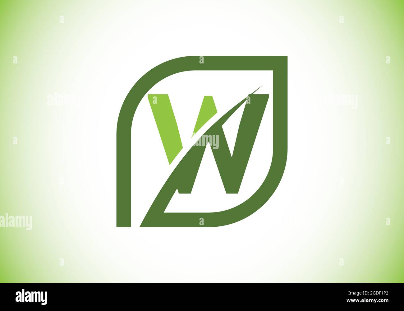Initial W monogram alphabet with abstract leaf. Eco-friendly logo ...