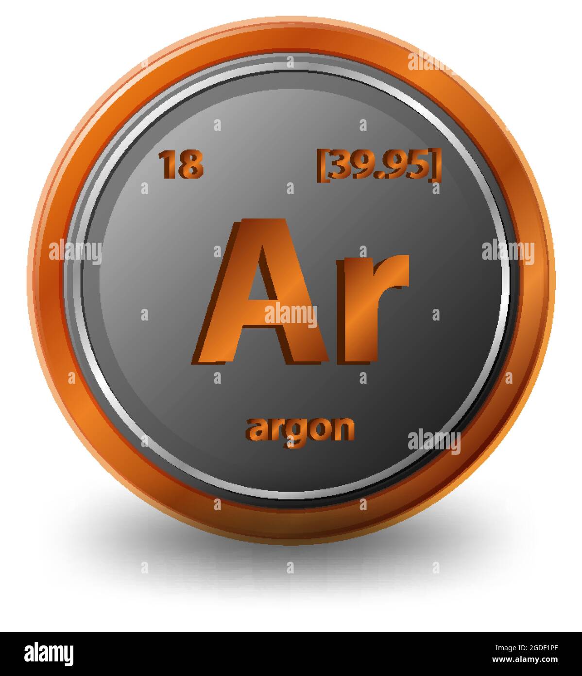 Argon chemical element. Chemical symbol with atomic number and atomic ...