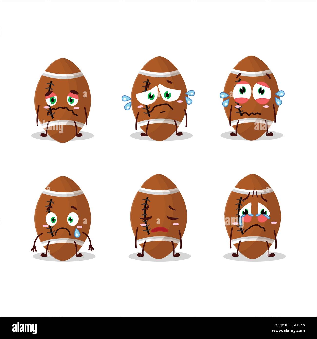 New rugby ball cartoon character with sad expression. Vector ...