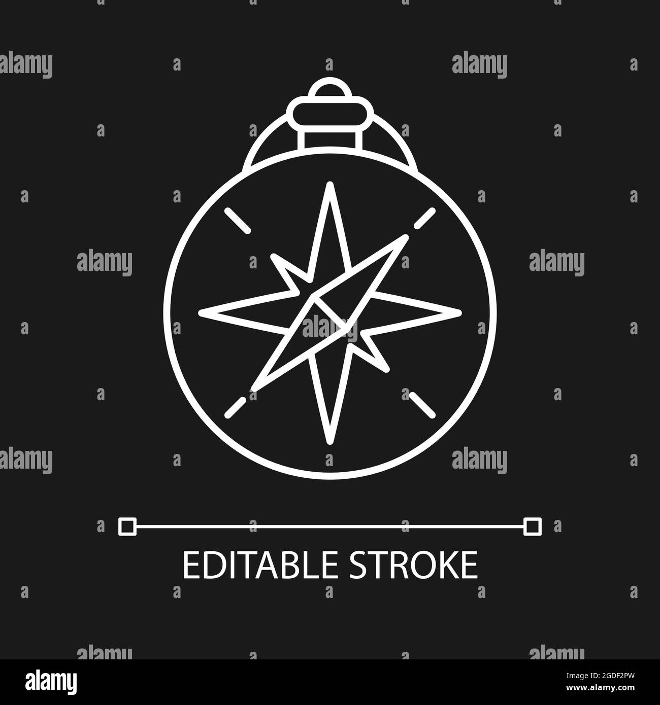 Vintage style compass white linear icon for dark theme Stock Vector ...