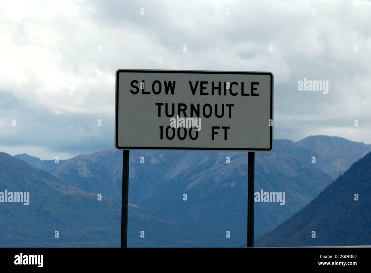 Slow vehicle turnout sign hi-res stock photography and images - Alamy