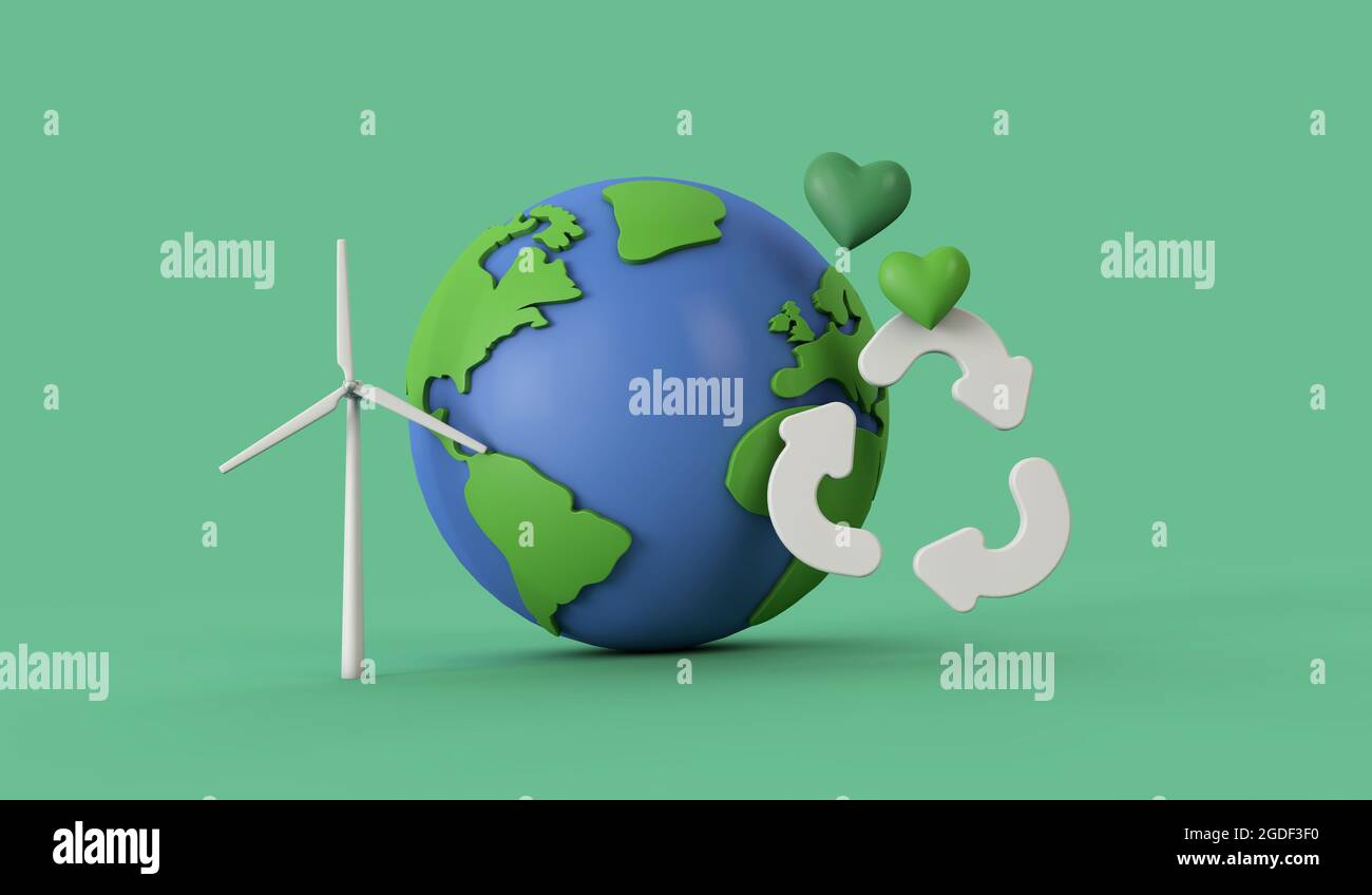 Global recycling. Earth model with a recycle symbol. 3d rendering Stock ...