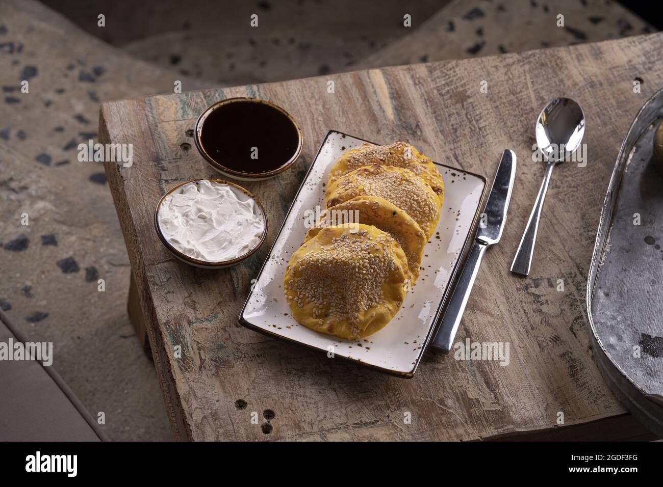 Closeup traditional emirates breakfast hi-res stock photography and ...