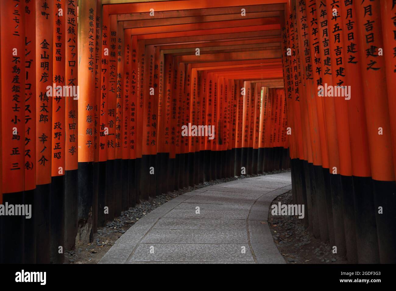 Red Tori Gate at Fushimi Inari Shrine in Kyoto , Japan Stock Photo - Alamy