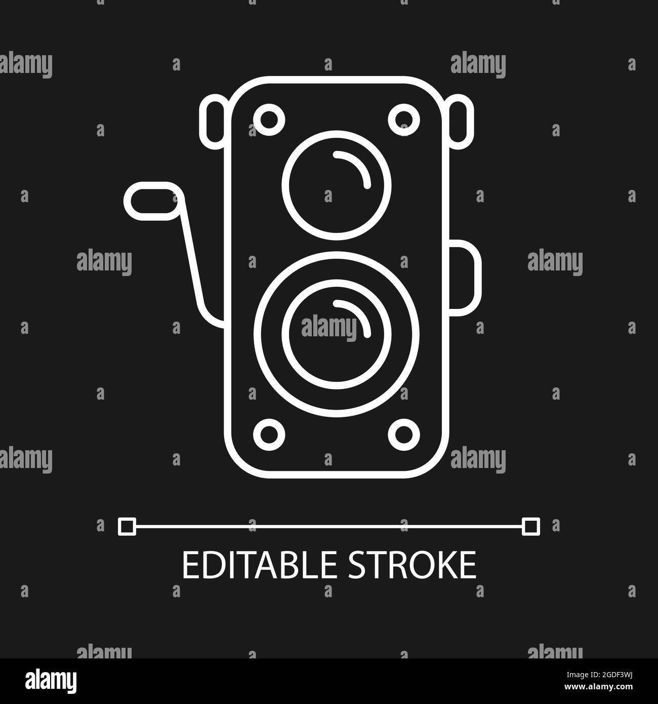 Old photo camera white linear icon for dark theme Stock Vector Image ...