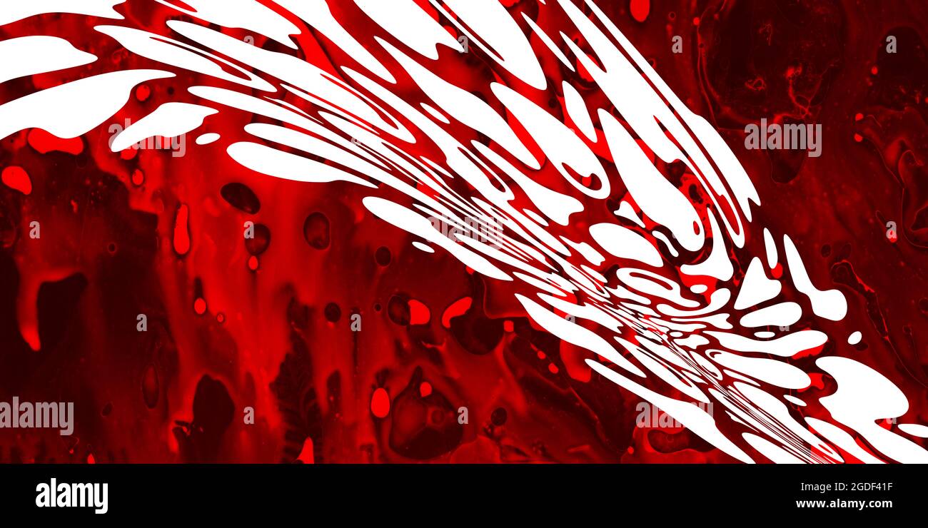 Bloody red and white drops, stains. Abstract color dynamic background ...