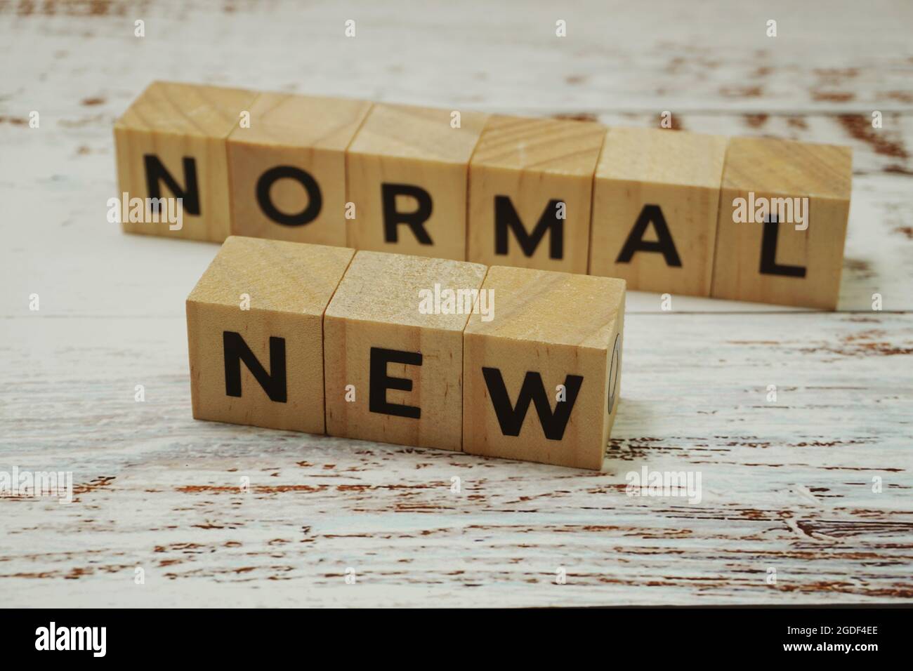 New Normal alphabet letters on wooden background Stock Photo - Alamy