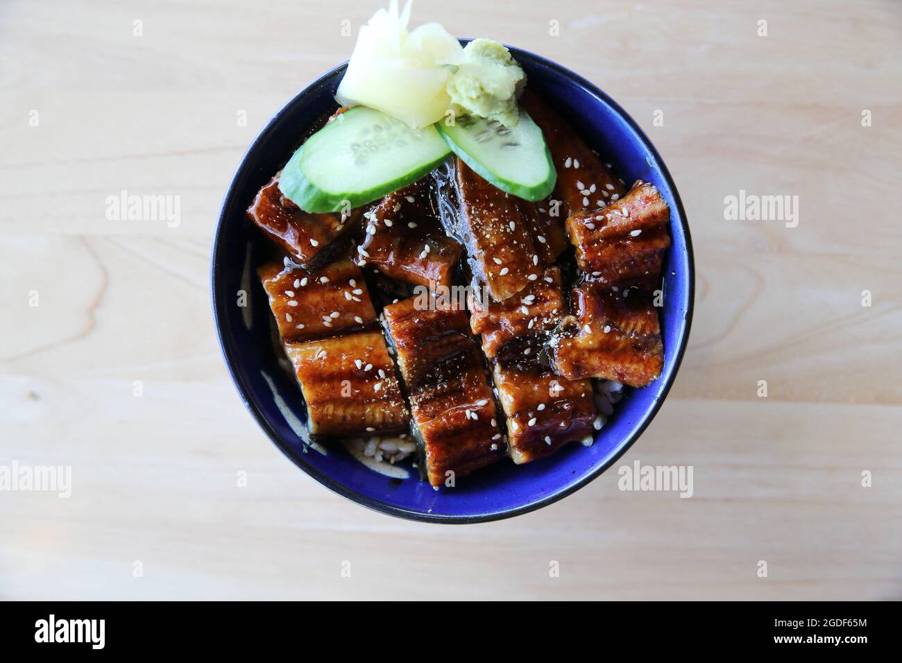 unagi don on wood background , Japanese food Stock Photo - Alamy