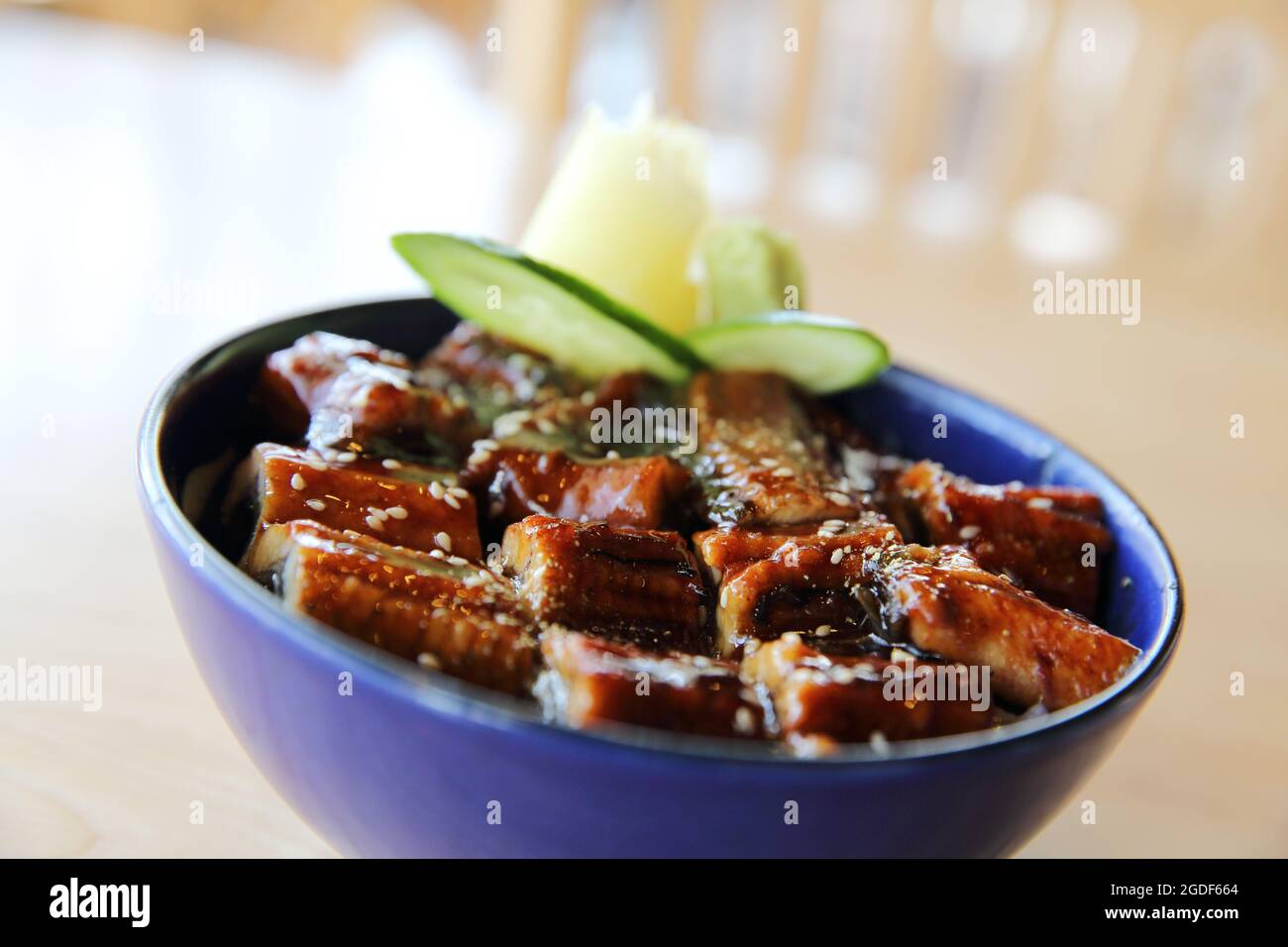 unagi don on wood background , Japanese food Stock Photo - Alamy